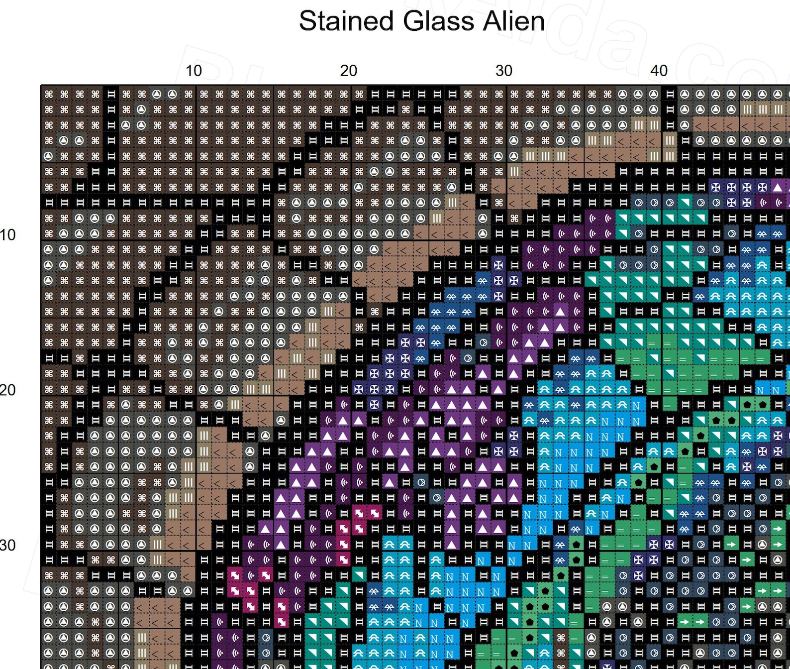Alien Stained Glass Cross Stitch Pattern Xenomorph Gift for Sci-fi ...