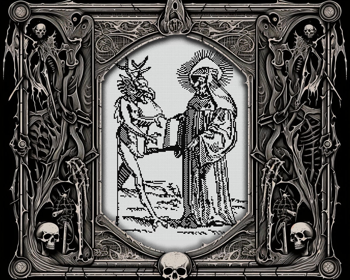 Devil and Saint Cross Stitch Pattern Witchy Xstitch Spooky Gift for ...