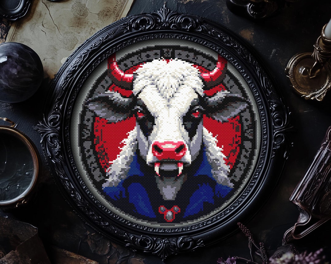 Vampire Cow Cross Stitch Pattern Gothic Funny Gift for Halloween ...