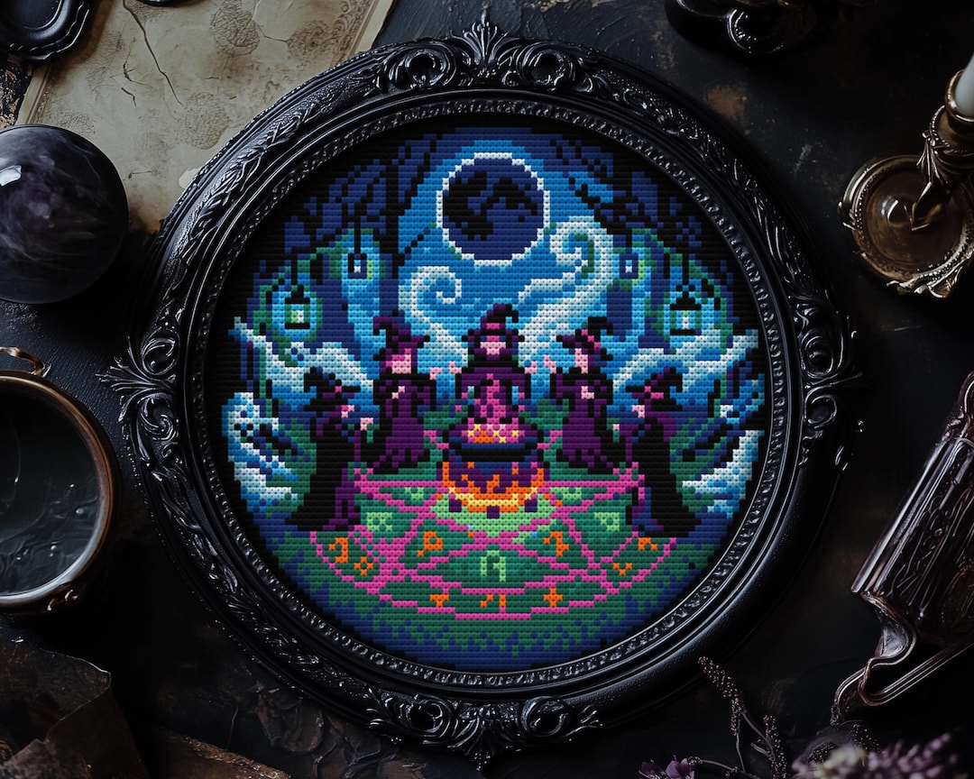 Witches Ritual Cross Stitch Pattern Witchy Gift for Halloween Gothic ...
