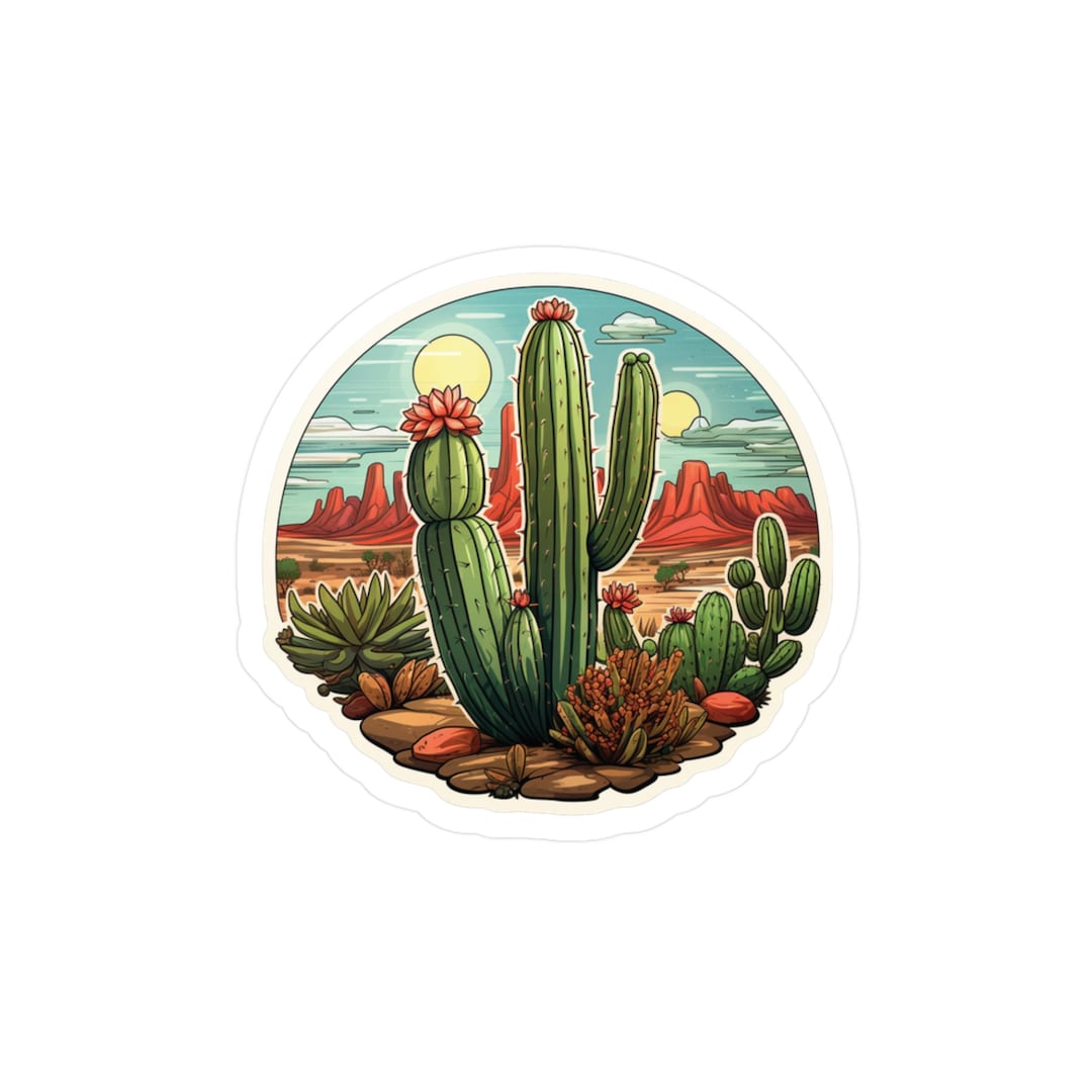 Southwest Cactus Sticker: Desert-inspired Decal for Vibrant and Stylish ...