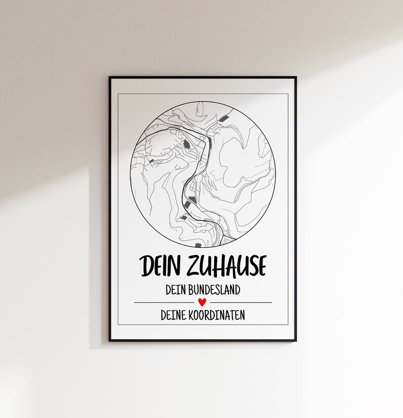 PERSONALIZED WALL POSTER Village / City With Coordinates German City ...