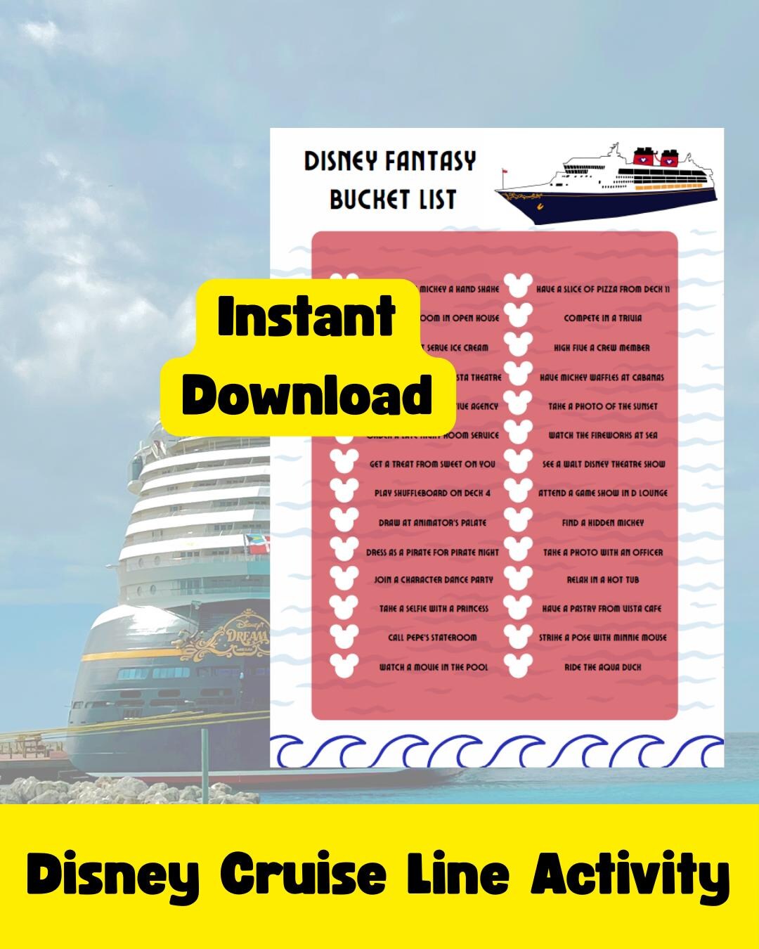 Disney Fantasy - Disney Cruise Line Bucket List [digital Download] - Etsy