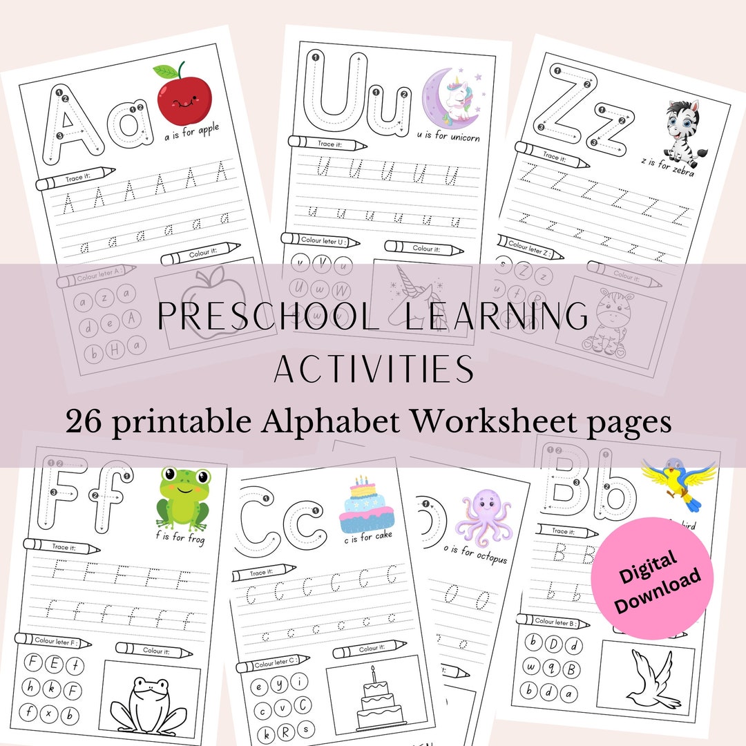 26 Abc Phonics Tracing Worksheet Abc Tracing Printable Etsy