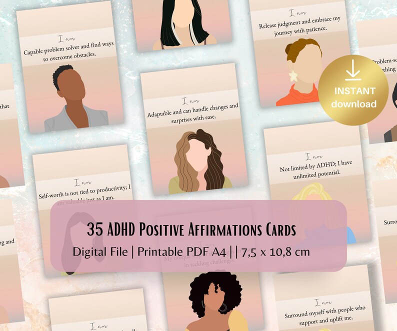 ADHD Affirmation Cards Printable Digital Positive Affirmation - Etsy
