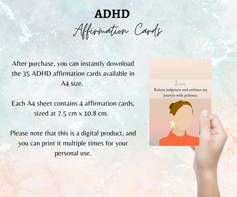 ADHD Affirmation Cards Printable Digital Positive Affirmation - Etsy