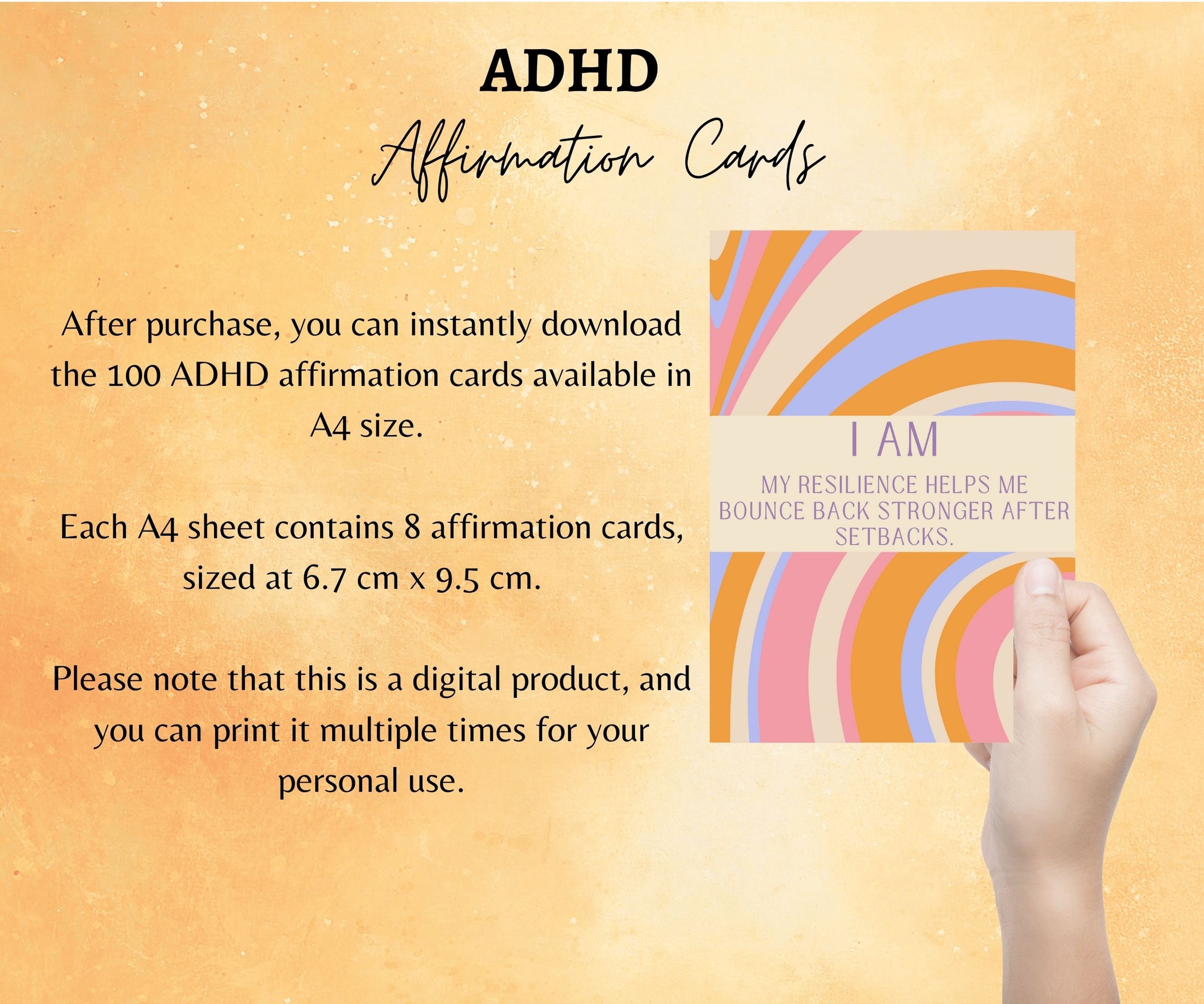 100 ADHD Affirmation Cards Printable Motivational Positivity ...