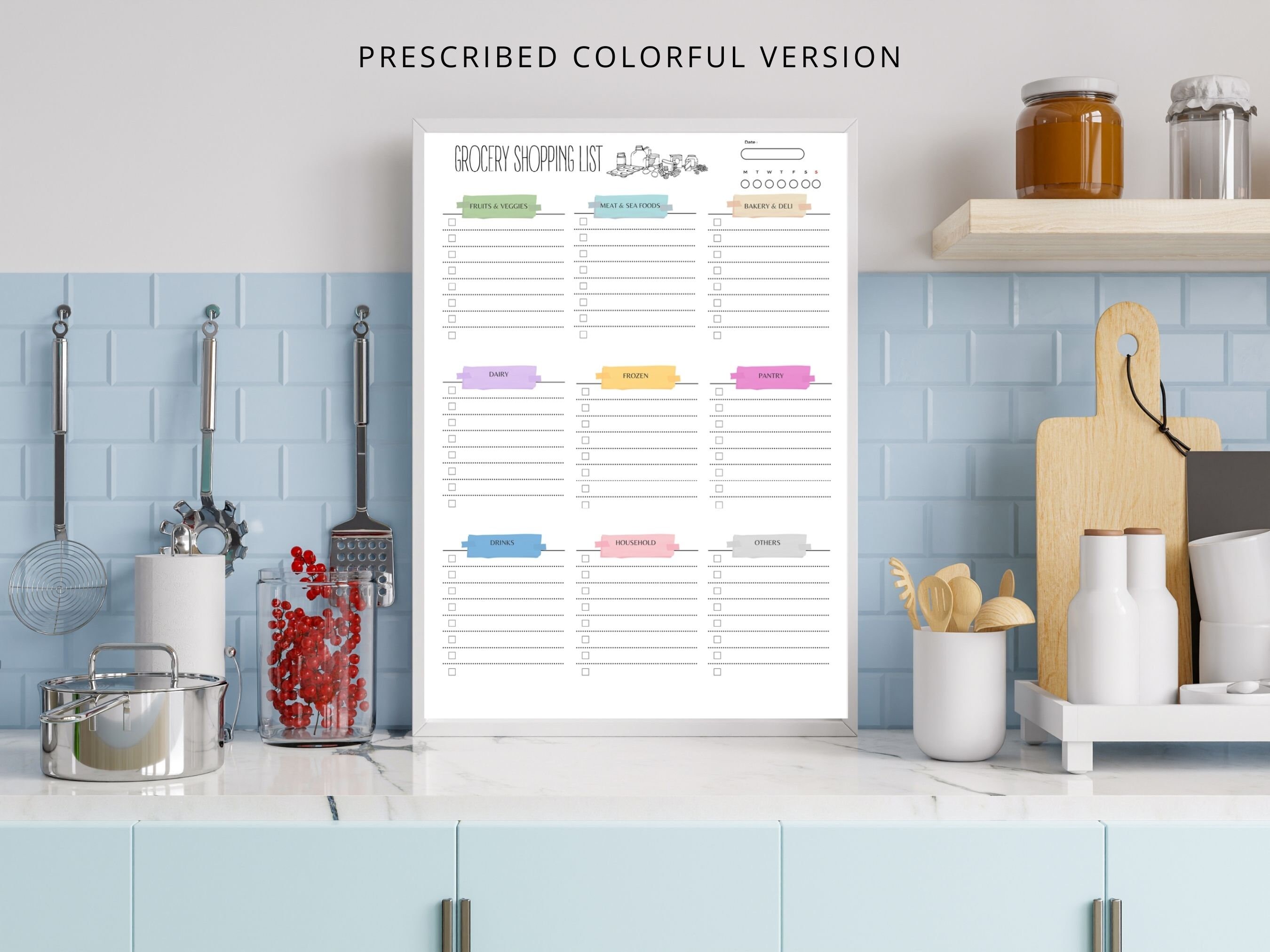 Printable Grocery List: Shopping Weekly Meal Planner Healthy Meal Prep ...