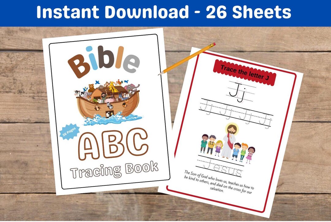 Bible Alphabet Tracing Kindergarten Tracing Homeschool Worksheet ABC ...