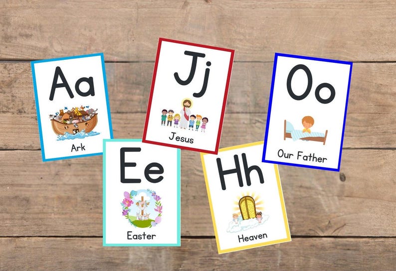 Bible ABC Flashcards, Alphabet Learning, Homeschool Bible Learning ...