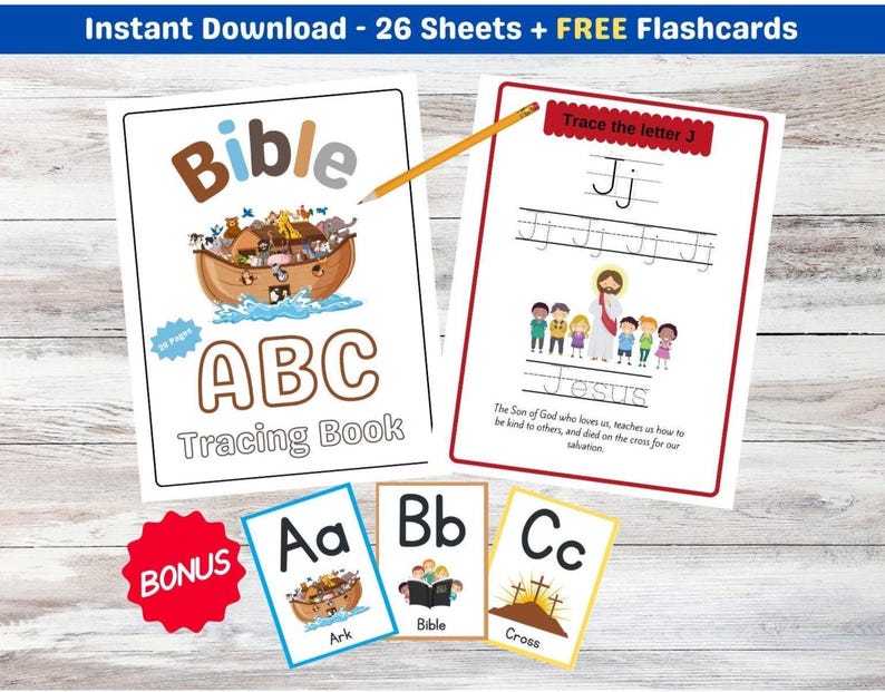 Bible ABC Tracing, Alphabet Writing, Preschool ABC Tracing, ABC ...