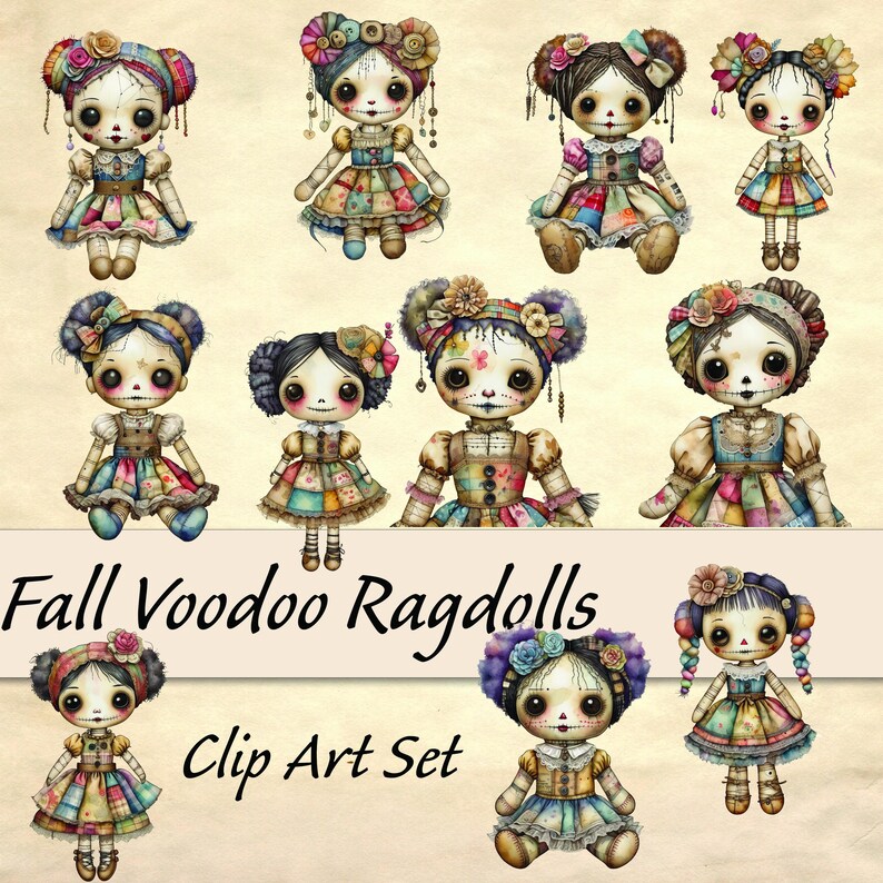 Patchwork Voodoo Ragdoll Clipart Pack | Cute Adorable Graphics ...