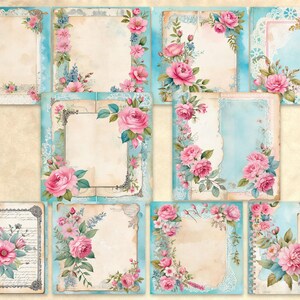 Sweet Nostalgia Dusty Blue and Pink Distressed Digital Paper Pack ...