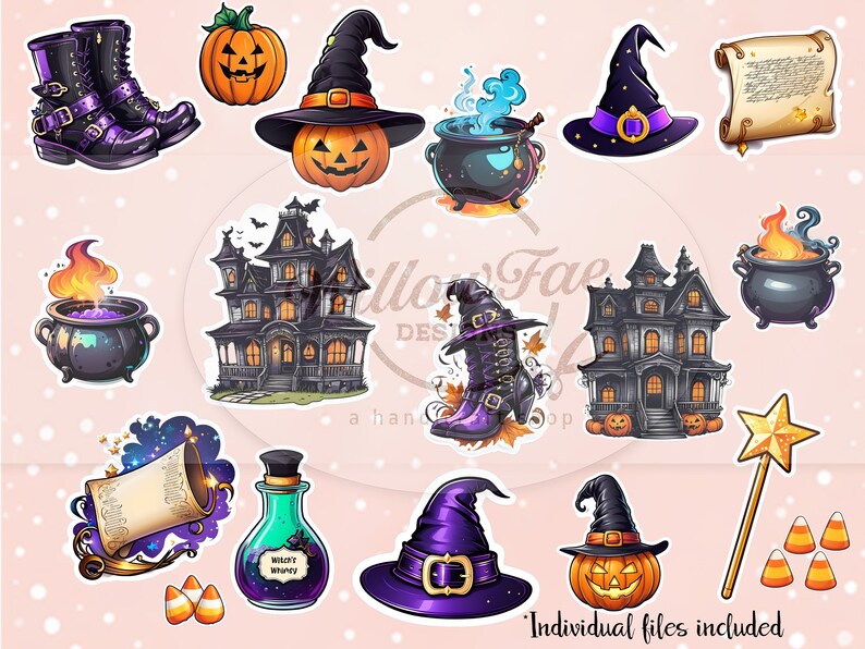 Cute Halloween Witch Sticker Set | Digital Download | Journals ...