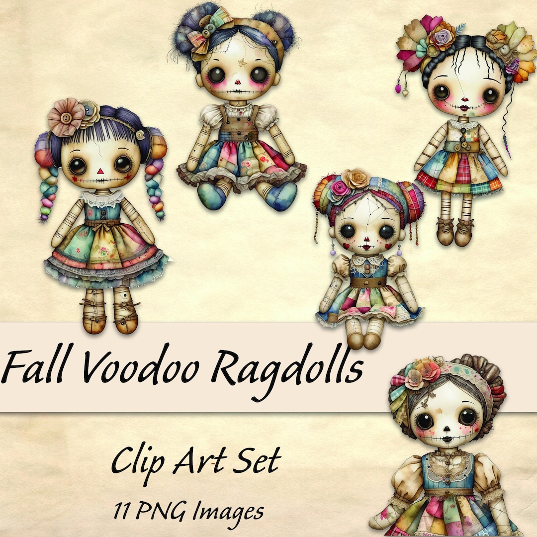 Patchwork Voodoo Ragdoll Clipart Pack | Cute Adorable Graphics ...