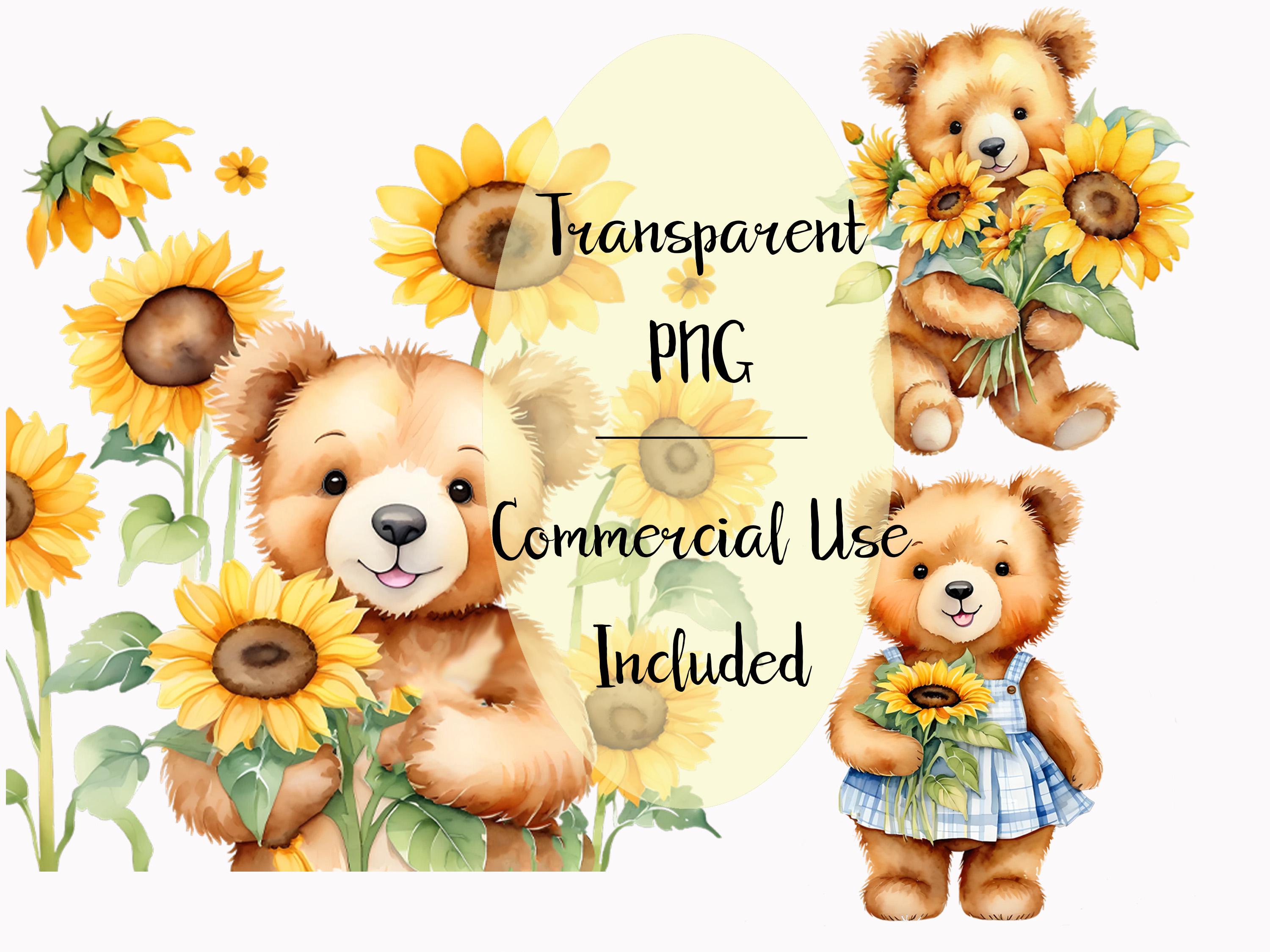Bears With Sunflowers Clipart Set | Bear in Sundress | Cute ...