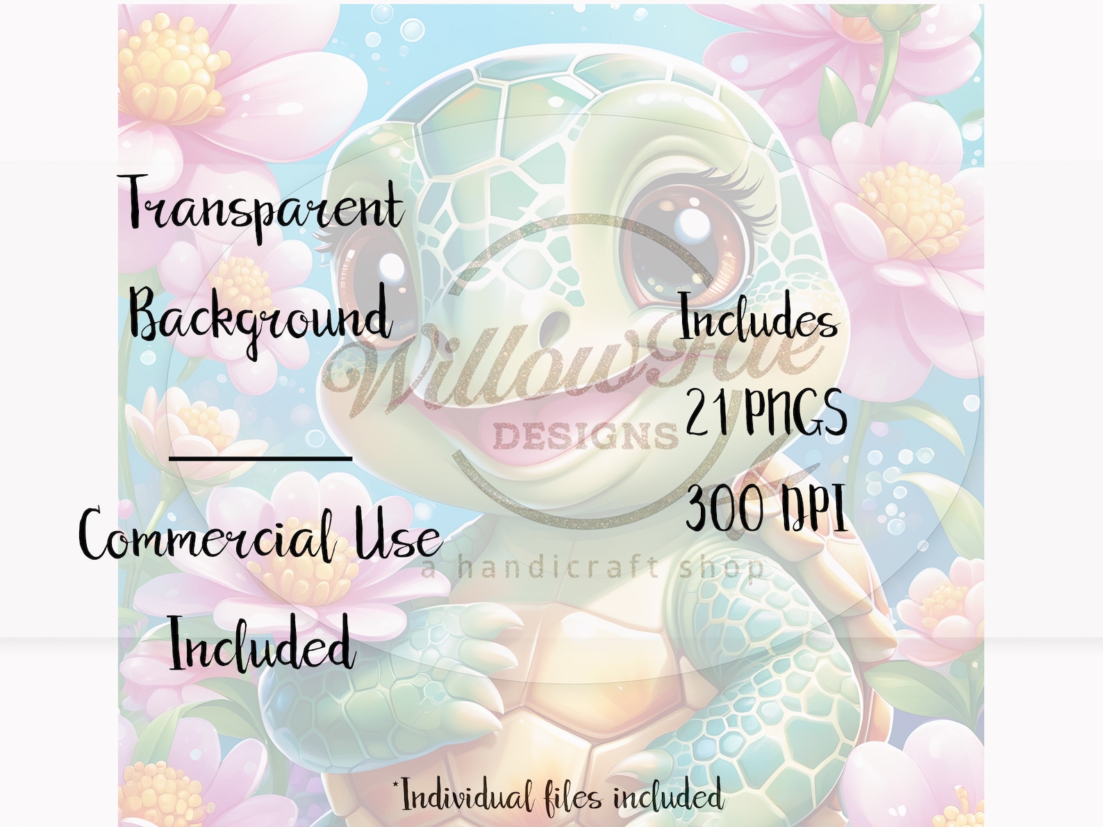 Baby Turtles Clipart Set | Cute Turtle Illustration | Floral Turtle ...