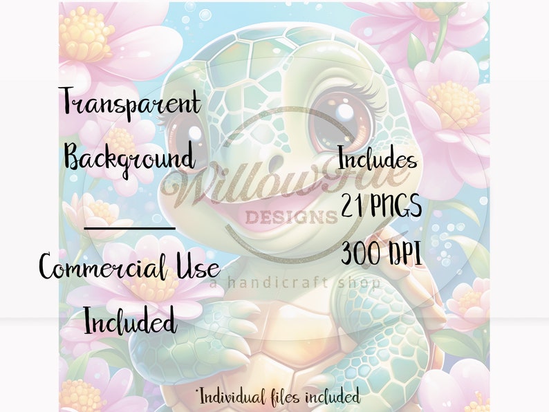 Baby Turtles Clipart Set | Cute Turtle Illustration | Floral Turtle ...