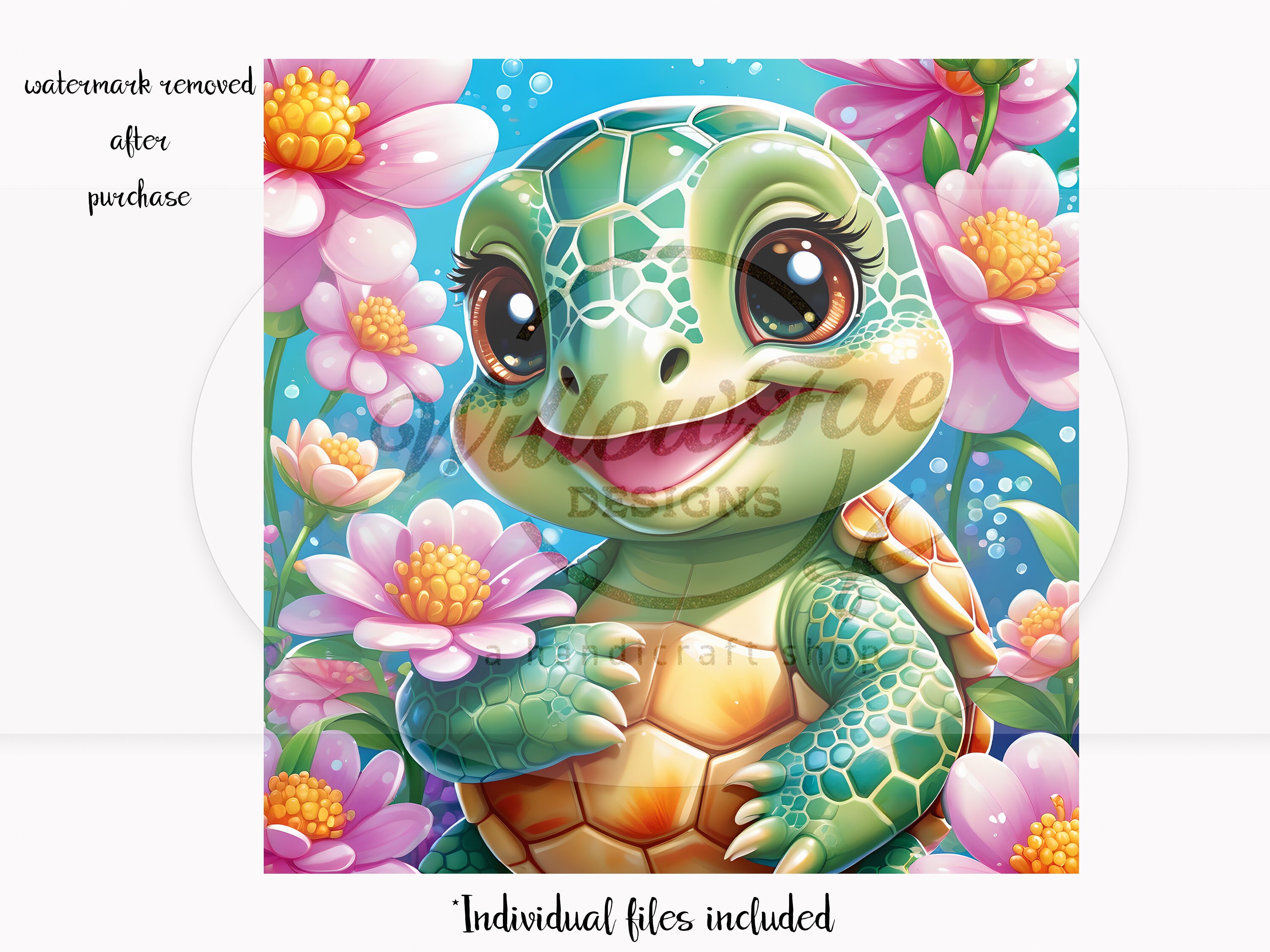 Baby Turtles Clipart Set | Cute Turtle Illustration | Floral Turtle ...