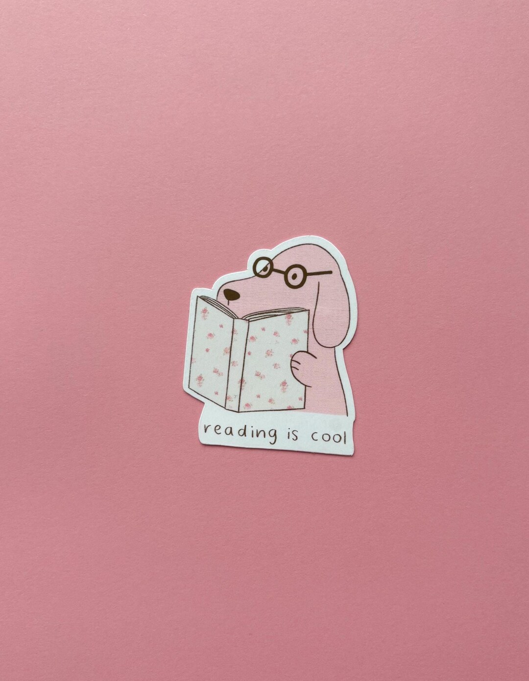 Reading Dog Vinyl Sticker: Hand-drawn Waterproof Decal - Etsy