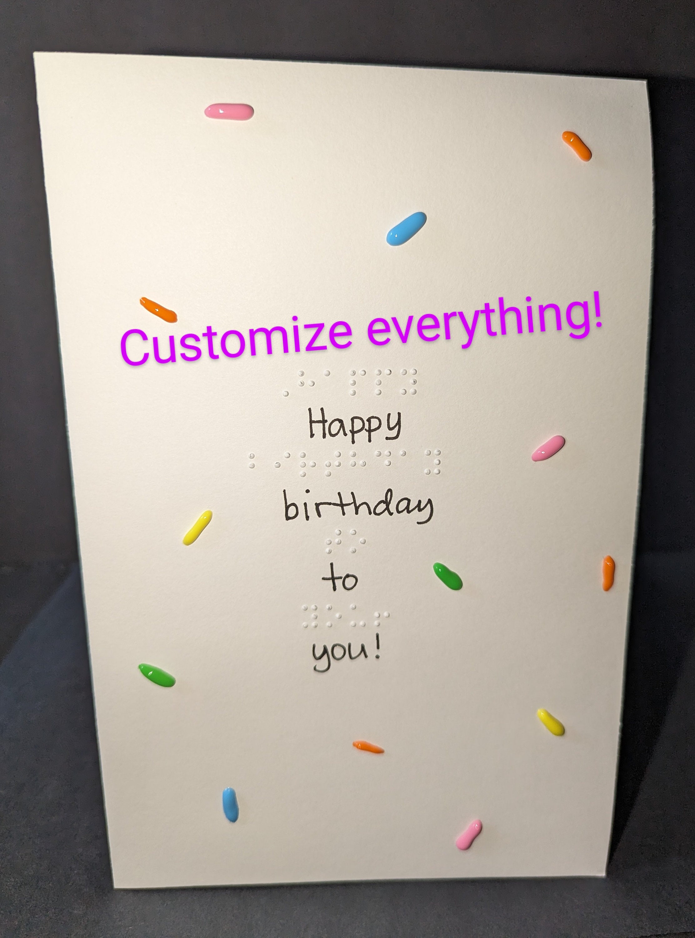 Braille Happy Birthday Cards - Etsy