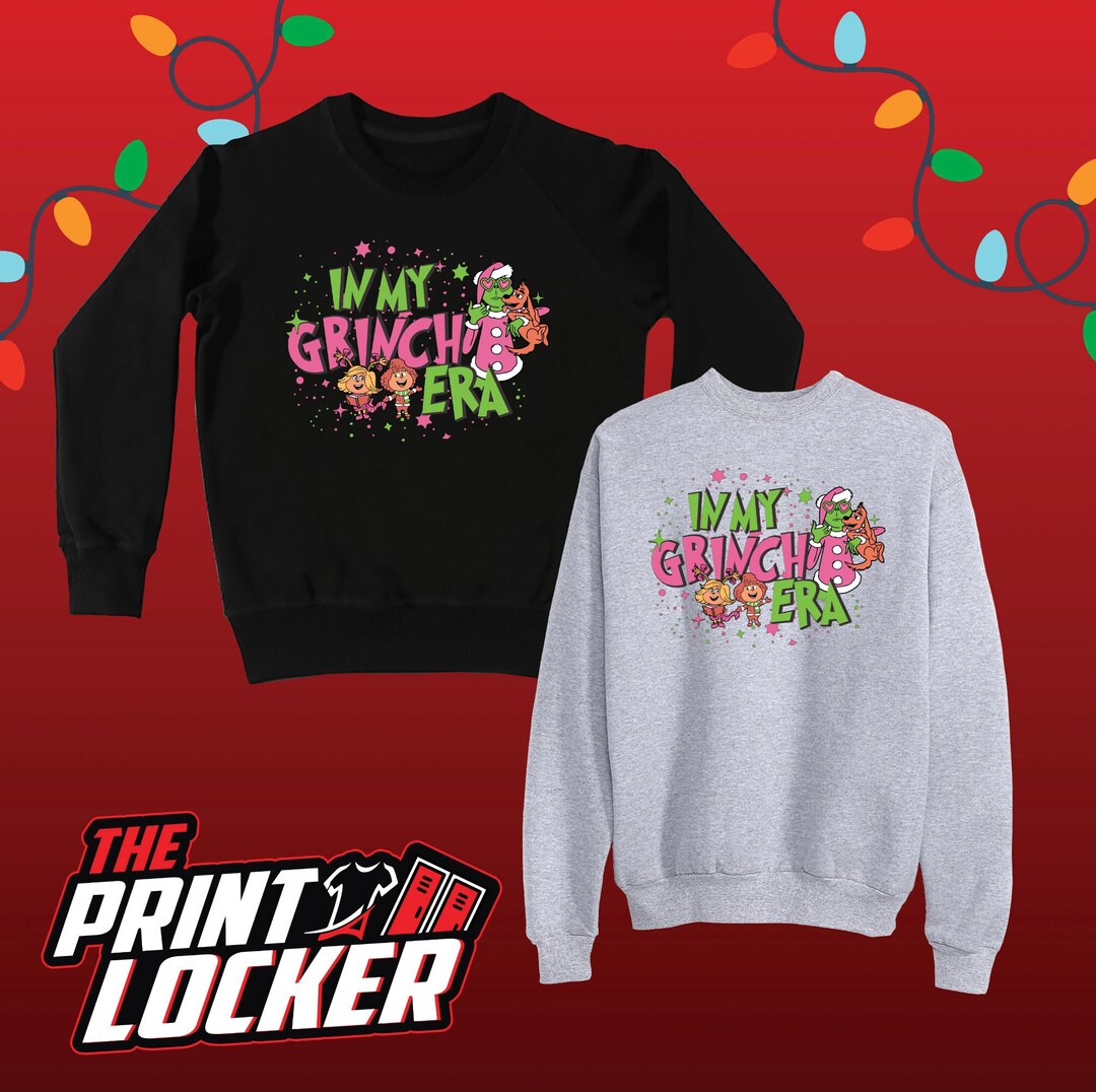 Christmas Grinch Tshirt Crewneck Cute Holiday Season Pink Grinch