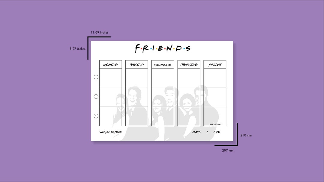 Friends Themed Nostalgic Planner Weekly Planner Five Day - Etsy