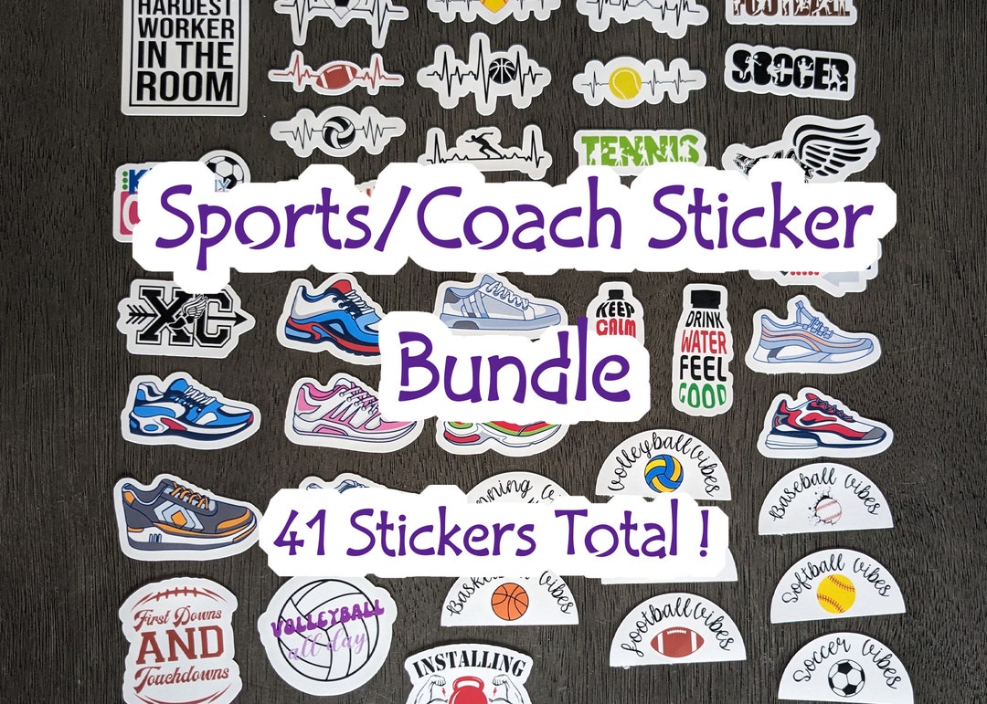 Sports Coach Sticker Bundle: Football, Volleyball, Track, Tennis ...