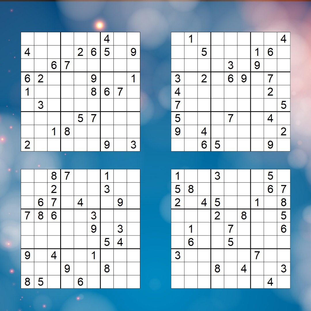Sudoku Puzzles Sudoku Print Sudoku Pages Sudoku Games - Etsy