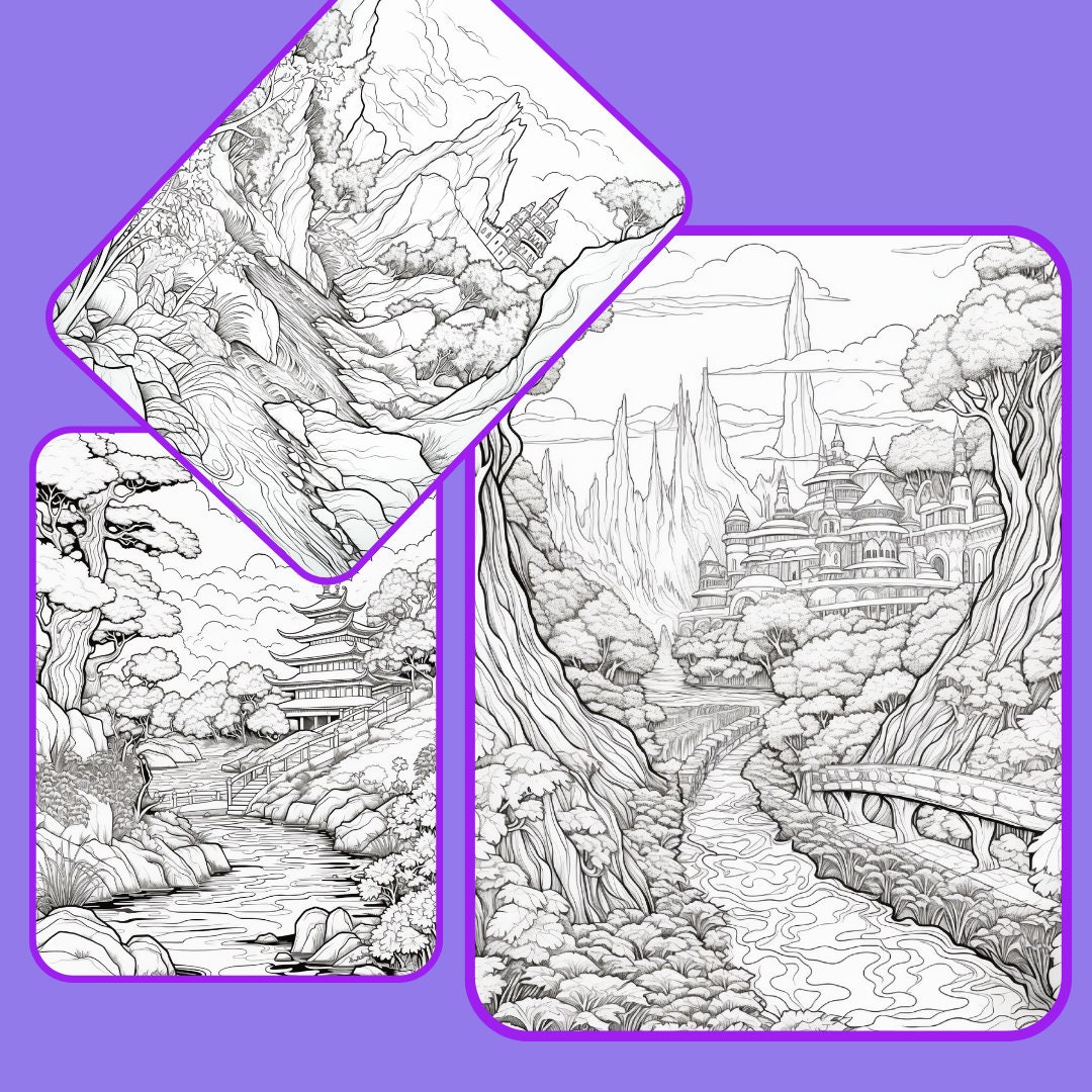 Landscape Coloring Pages Adult Coloring Pages Printable - Etsy