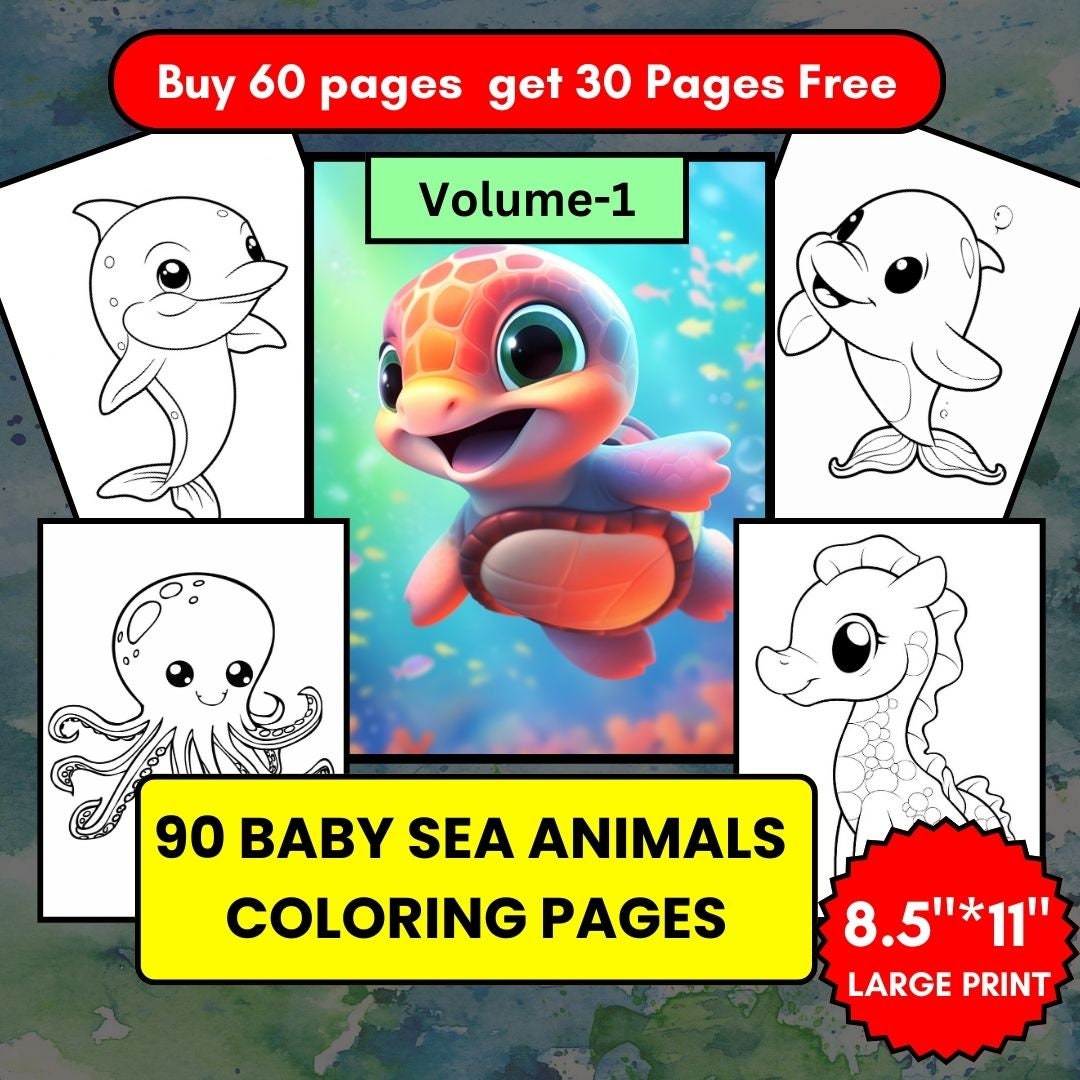 90 Baby Sea Animals Coloring Pages for Kids, Preschool Coloring Pages ...