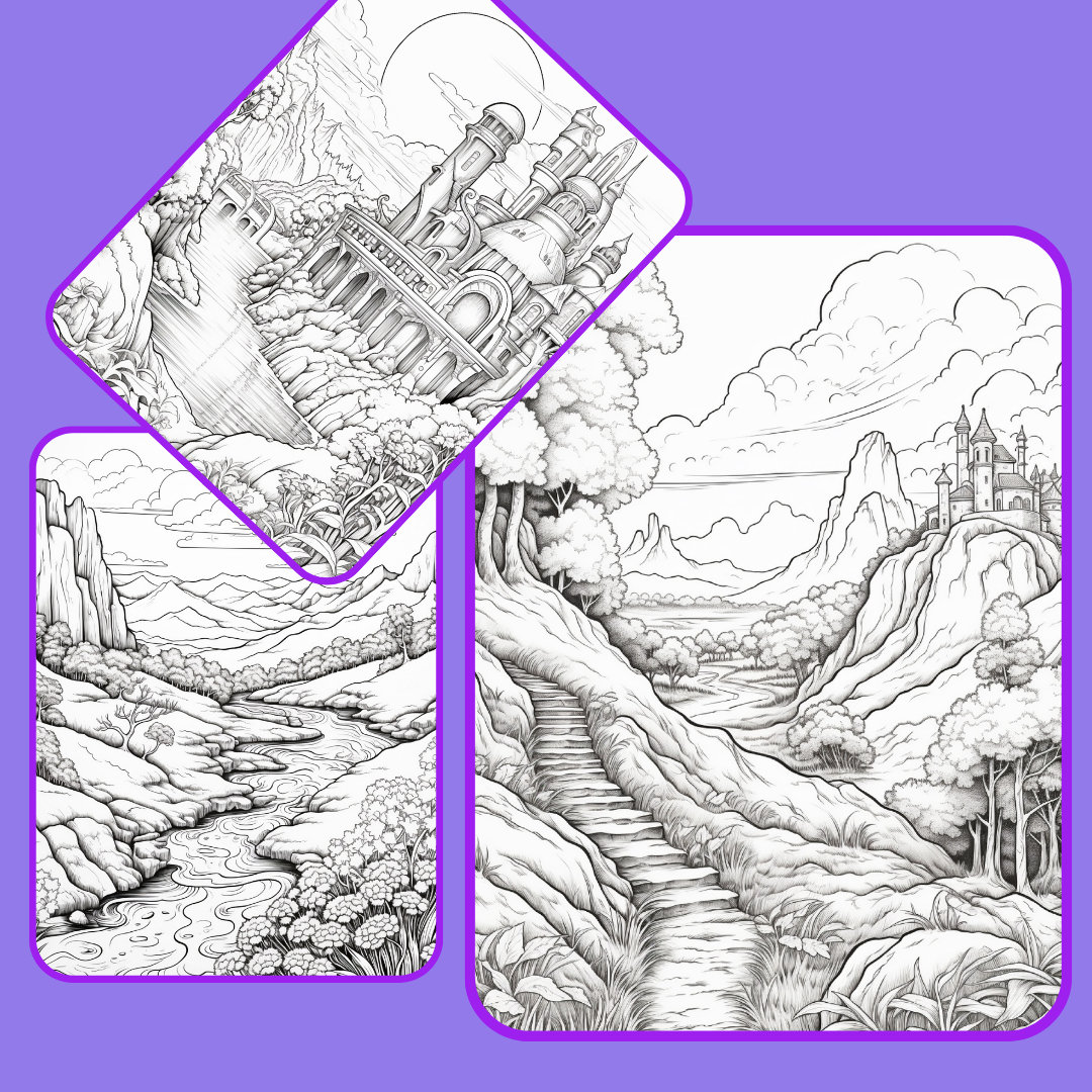 Landscape Coloring Pages Adult Coloring Pages Printable - Etsy