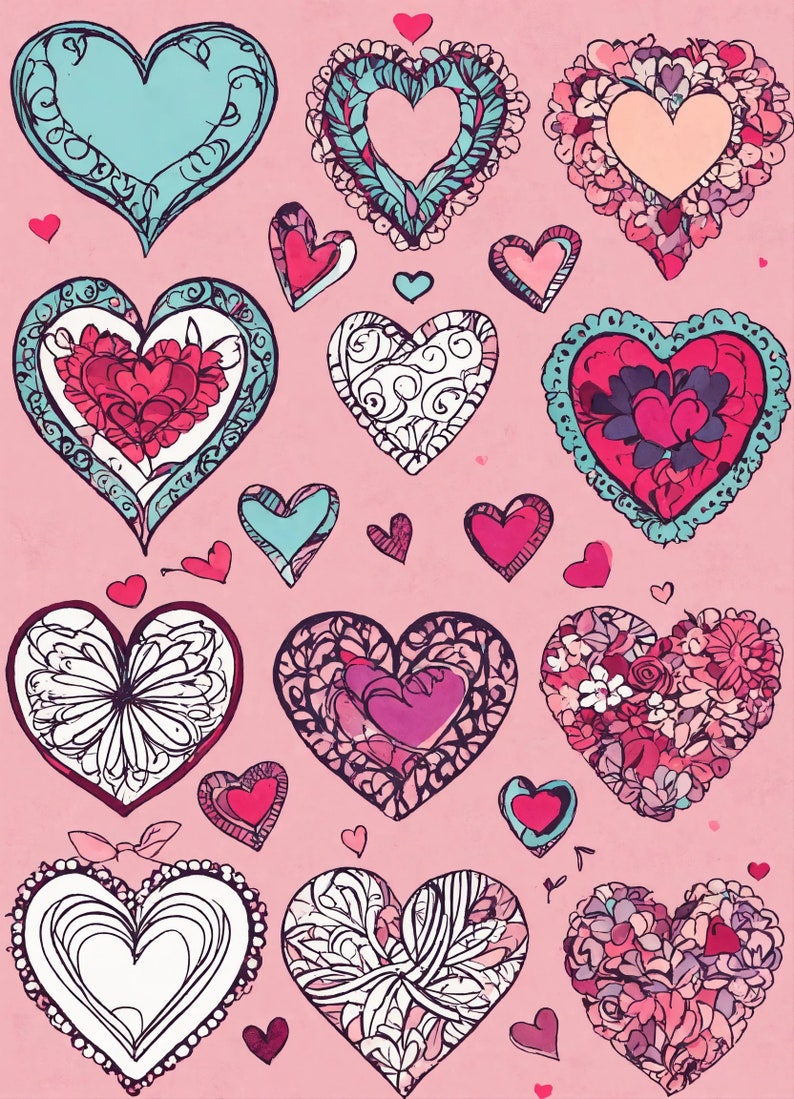 Doodle Heart SVG Bundle, Heart SVG Bundle, Sketch, Hand-drawn Heart Svg ...