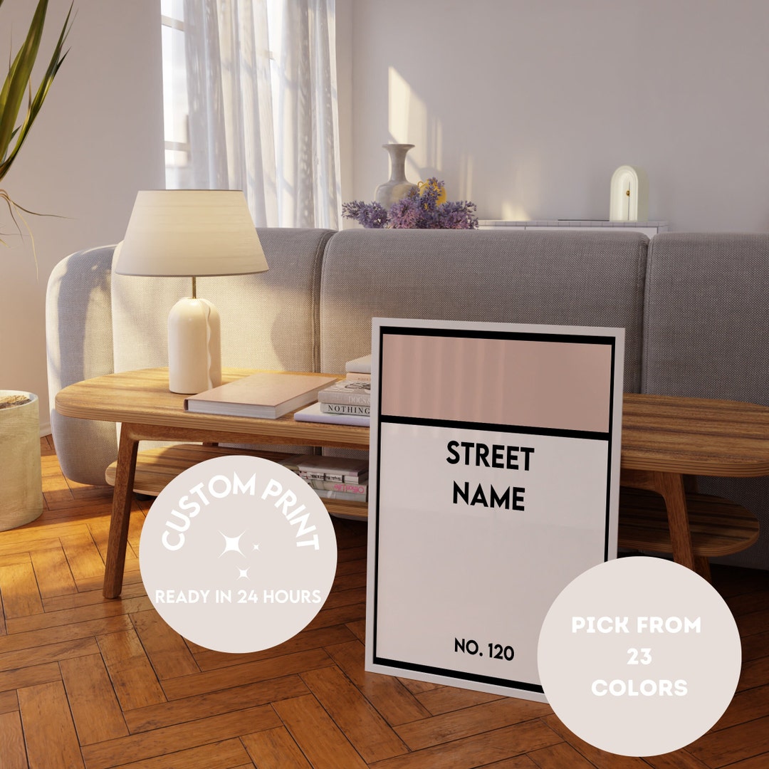 Personalized Monopoly Street Name Print, First Home Gift, Personalized ...