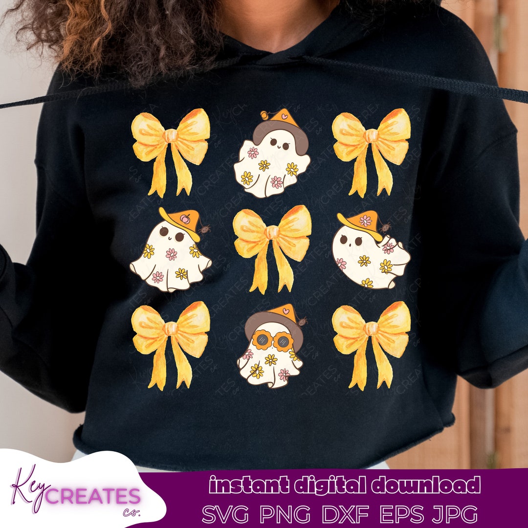 Retro Ghost Png, Cute Ghost Png, Retro Halloween Png, Ghost Bow Collage ...