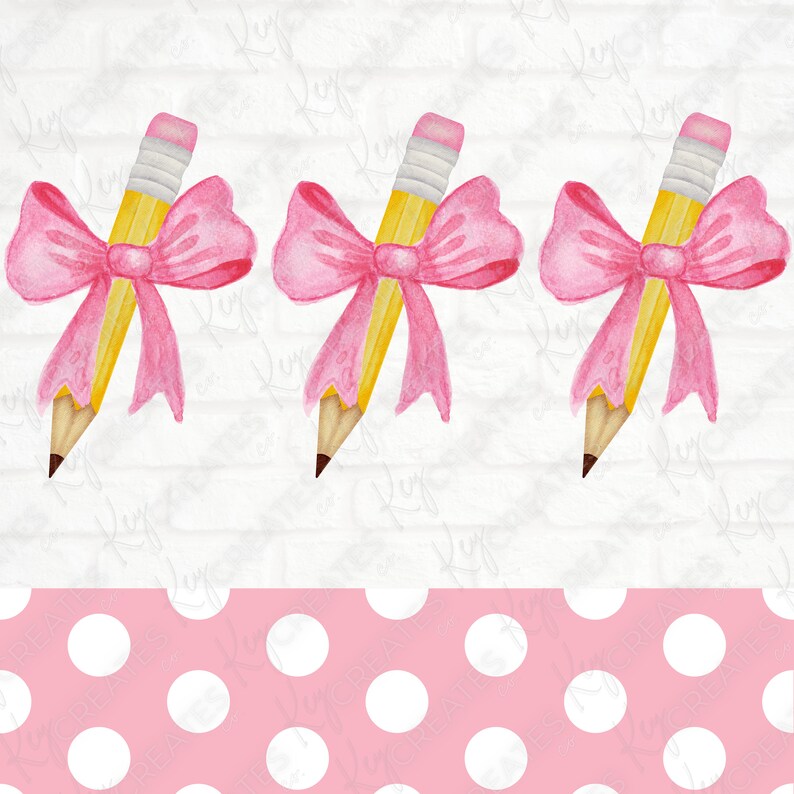Pencils With Bows Png, Back to School Digital Download, Girly School ...