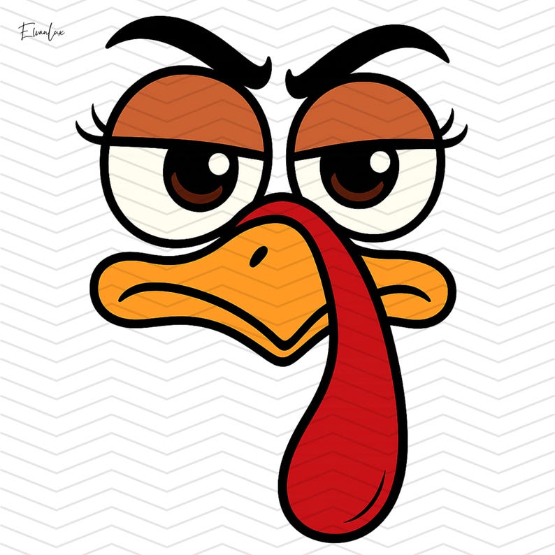 Funny Turkey Face PNG: Thanksgiving Cartoon Design (digital Download ...