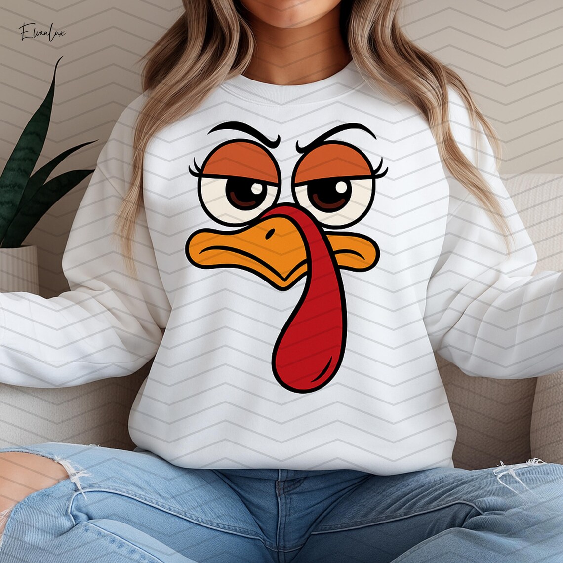 Funny Turkey Face PNG: Thanksgiving Cartoon Design (digital Download ...