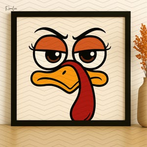 Funny Turkey Face PNG: Thanksgiving Cartoon Design (digital Download ...