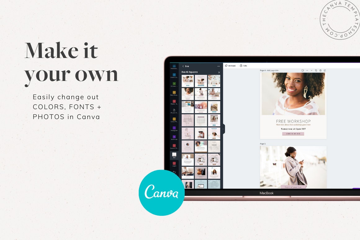 The Eva Instagram Squares Canva Templates - Etsy