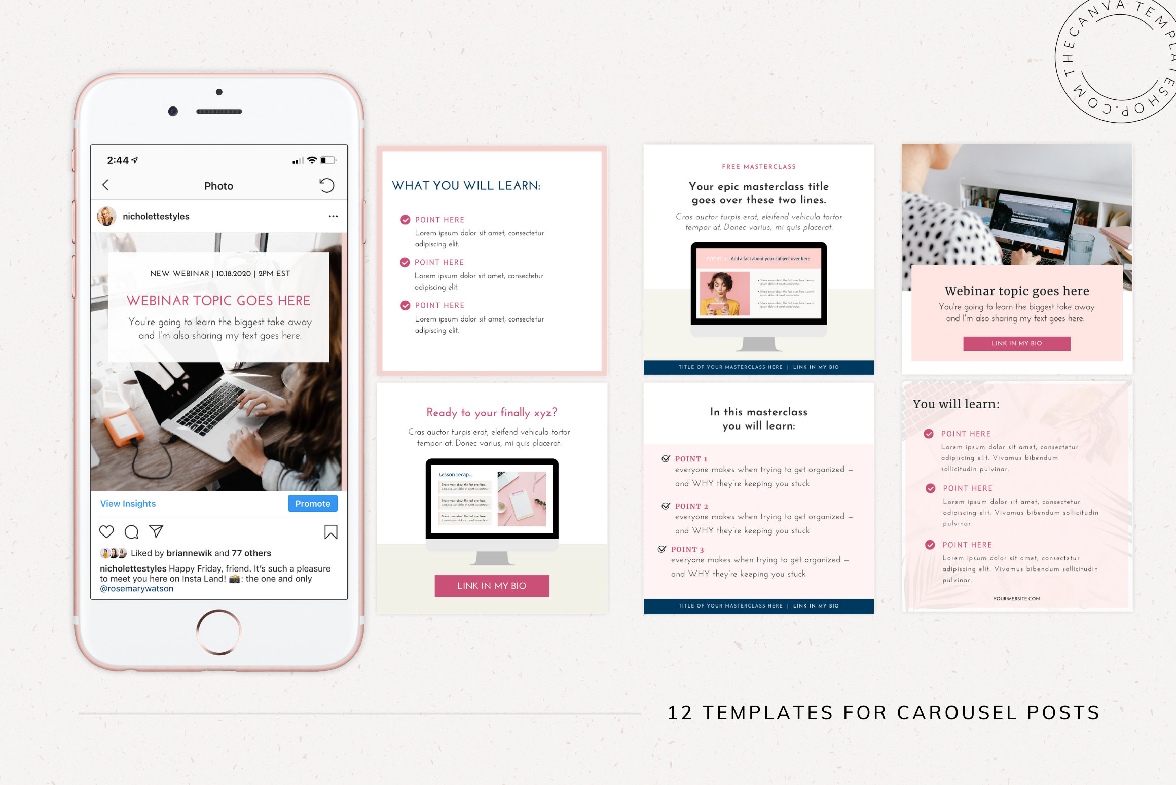 The Alyssa Instagram Squares Canva Templates - Etsy