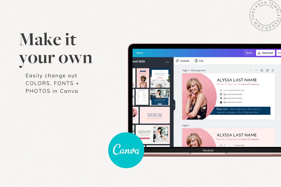 The Alyssa Email Signature Canva Template - Etsy