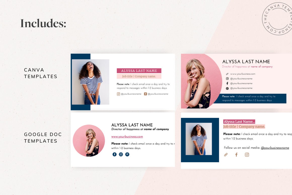 The Alyssa Email Signature Canva Template - Etsy