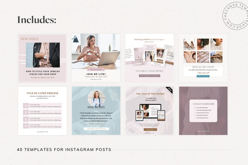The Eva Instagram Squares Canva Templates - Etsy