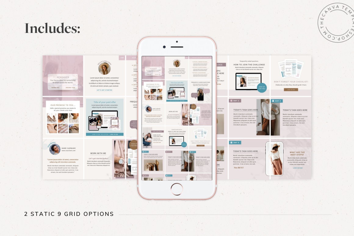 Eva 9 Grid Instagram Canva Templates - Etsy