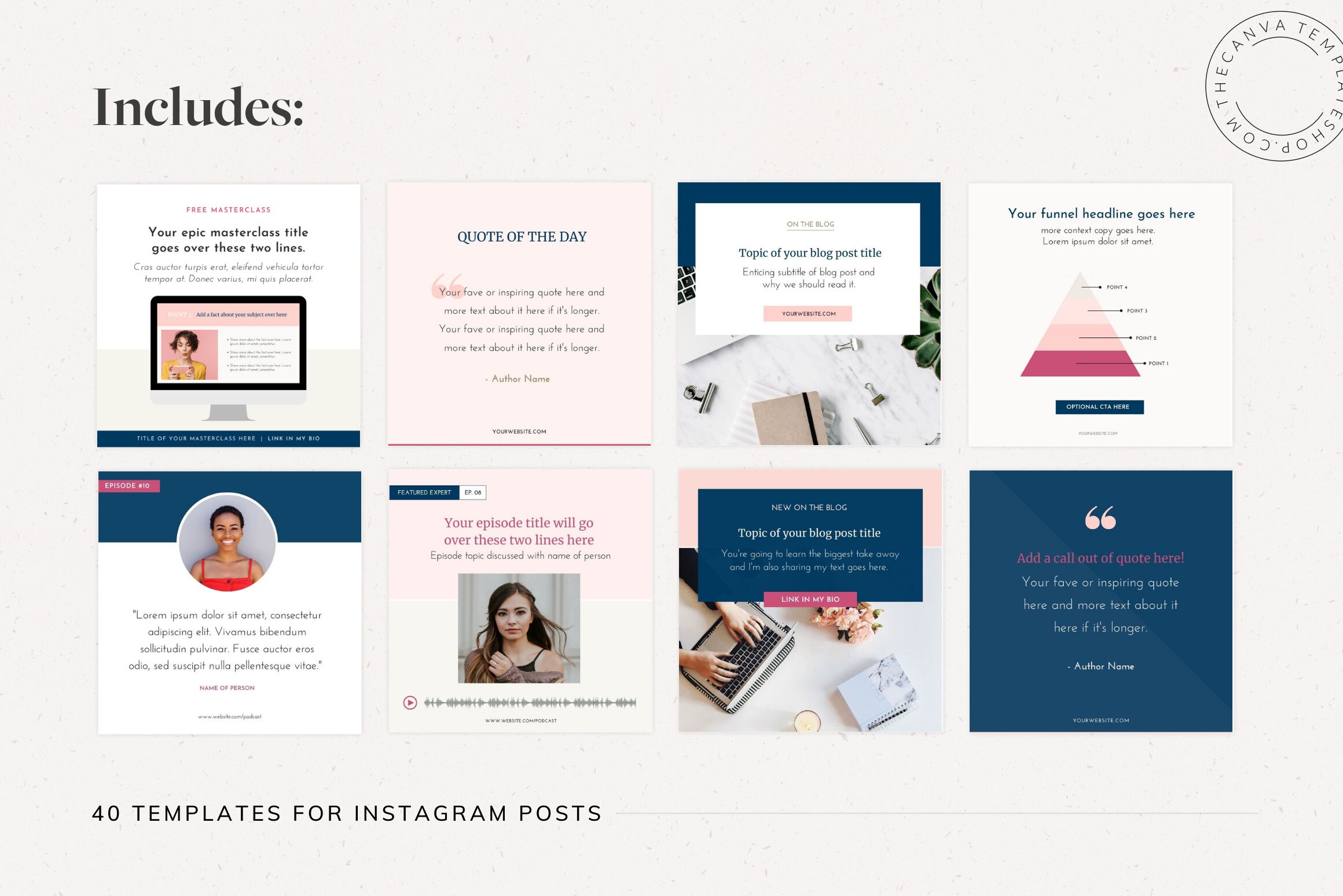 The Alyssa Instagram Squares Canva Templates - Etsy