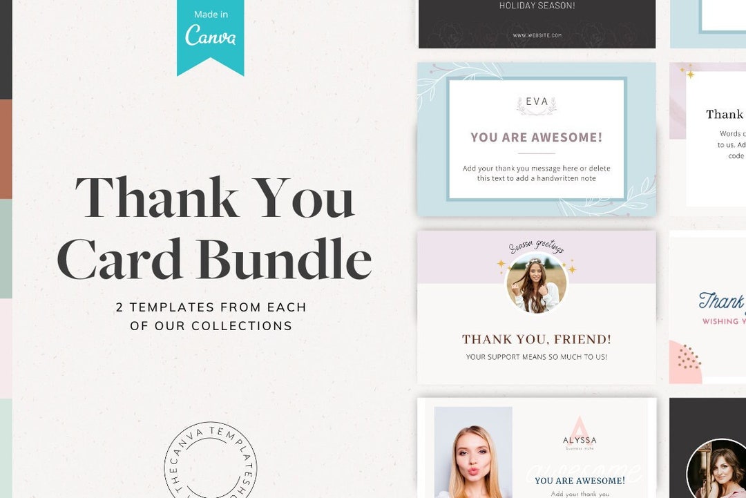 Thank You Card Canva Templates - Etsy