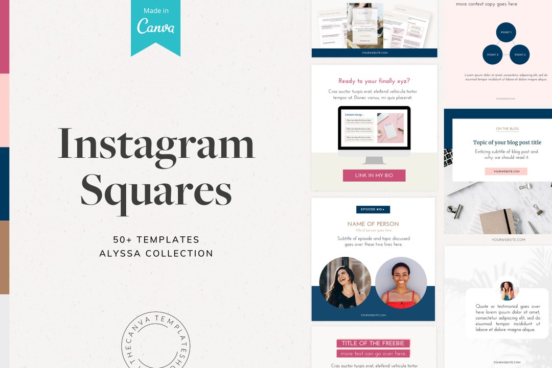 The Alyssa Instagram Squares Canva Templates - Etsy