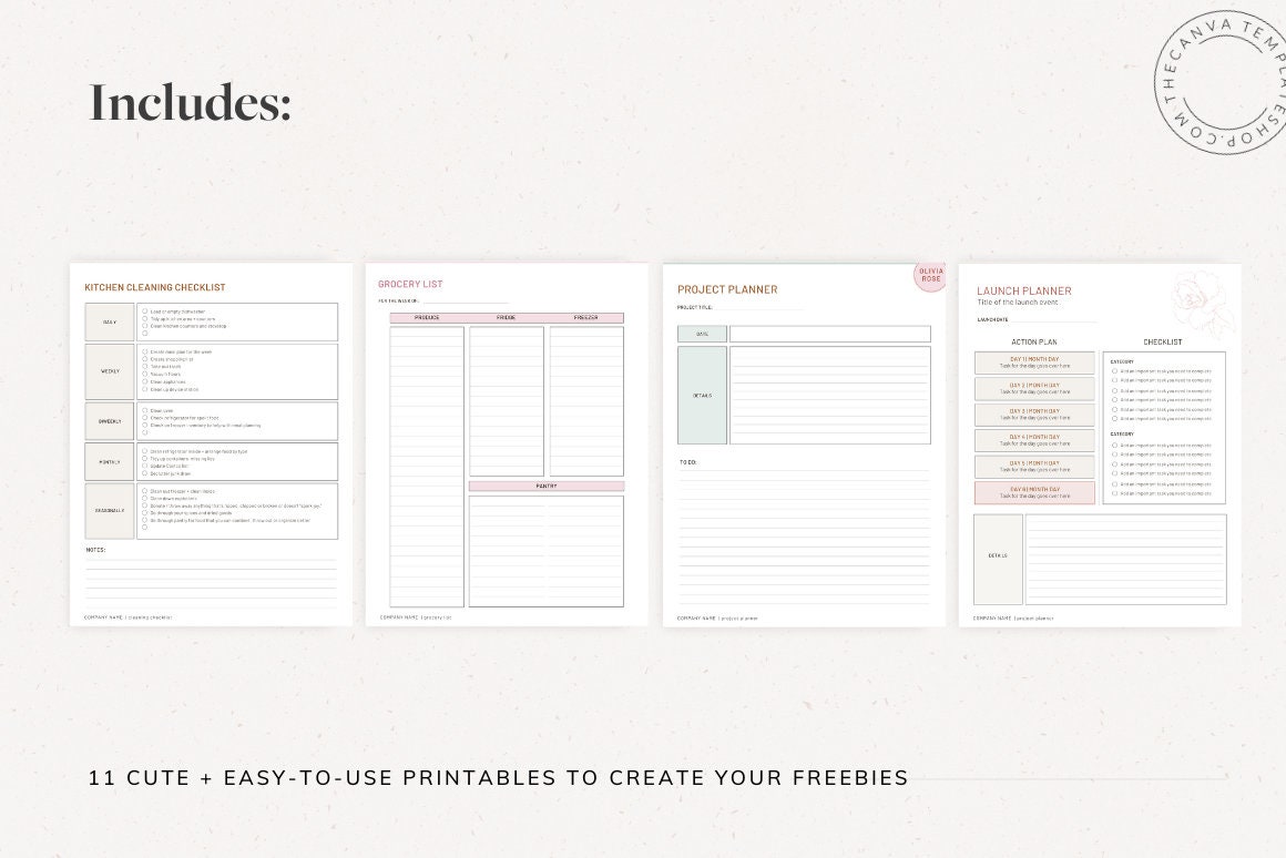 The Olivia-rose Checklists + Printables Canva Templates - Etsy