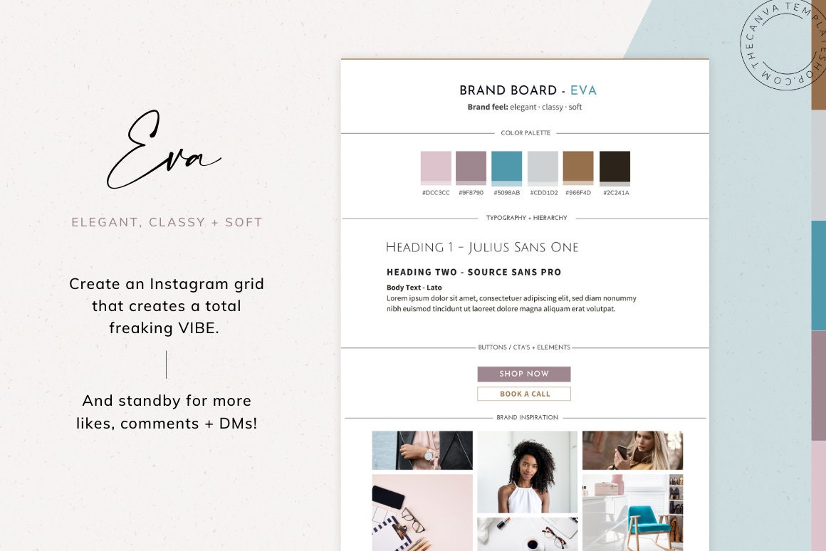 The Eva Instagram Squares Canva Templates - Etsy